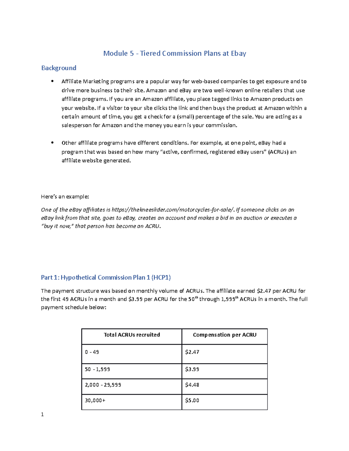 Module 5 Chapter-Online - Module 5 - Tiered Commission Plans at Ebay ...