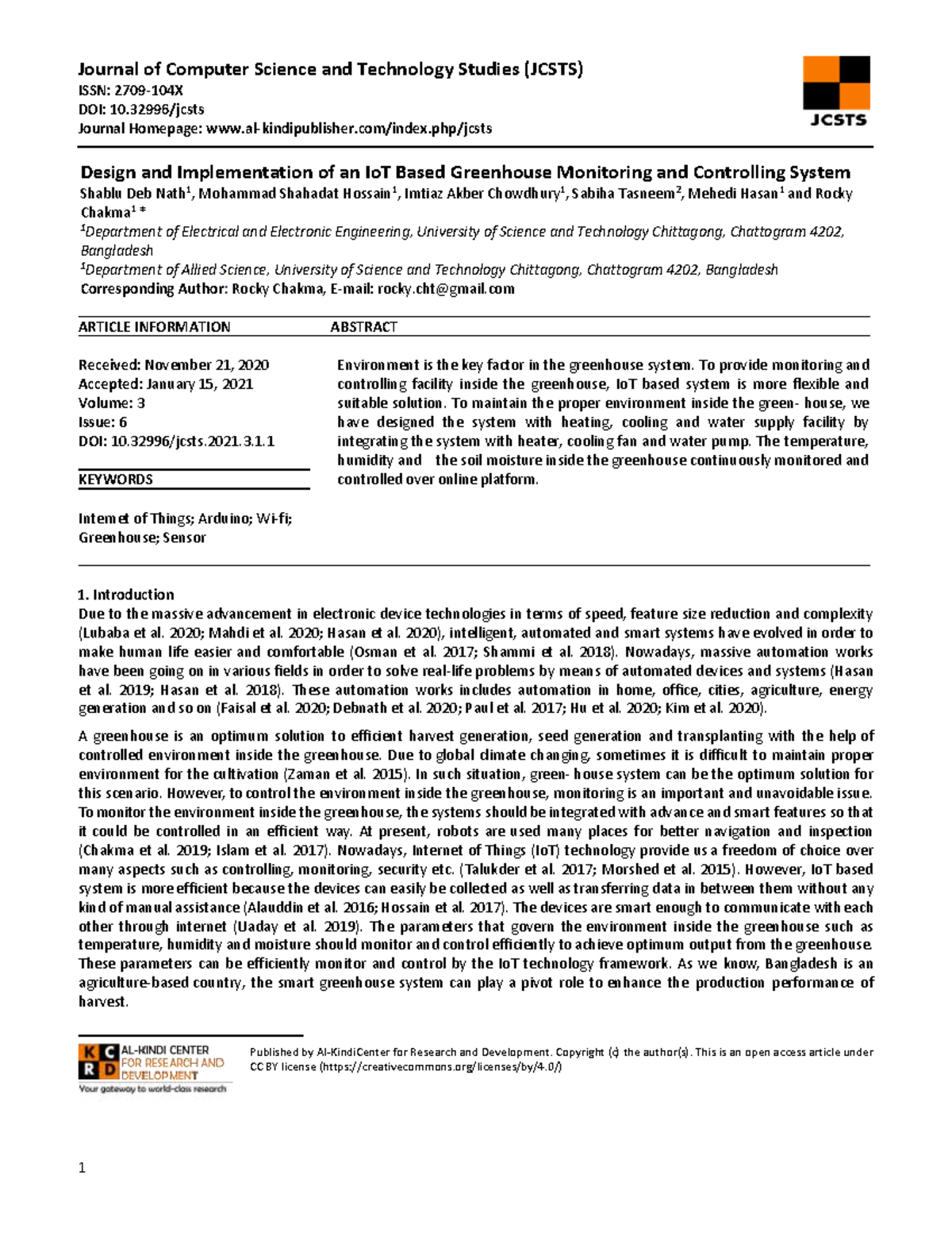 Design and Implementation of an Io T Based - Journal of Computer ...