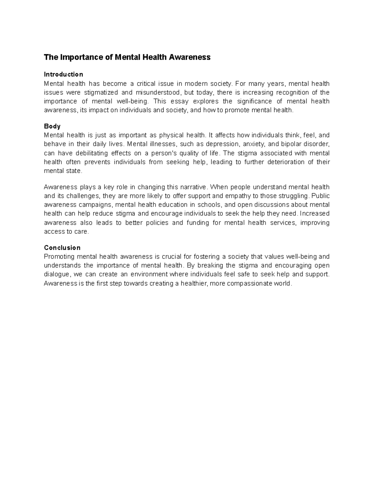 The Importance of Mental Health Awareness - The Importance of Mental ...