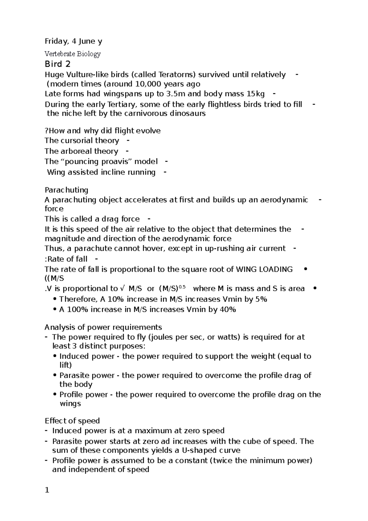 Birds 2 - flight evolution - Friday, 4 June y Vertebrate Biology Bird 2 ...
