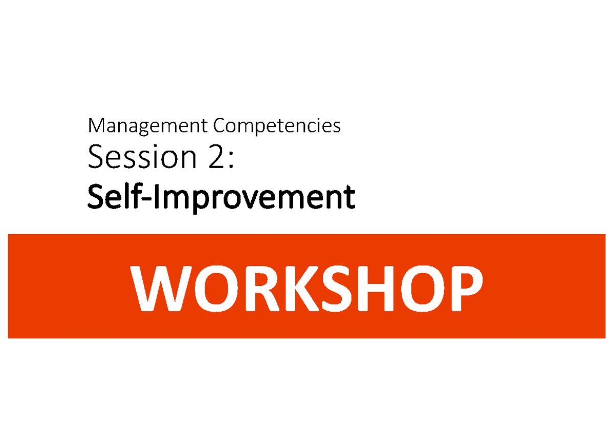 Workshop Self Improvement s2 for students - ####### Management ...