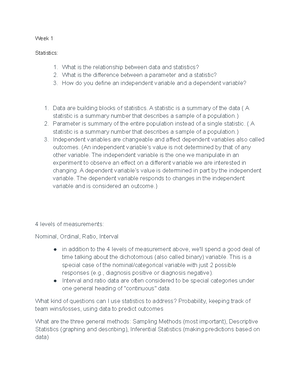Wk 7 - Statistics - Week seven notes for intro to statistical reasoning ...