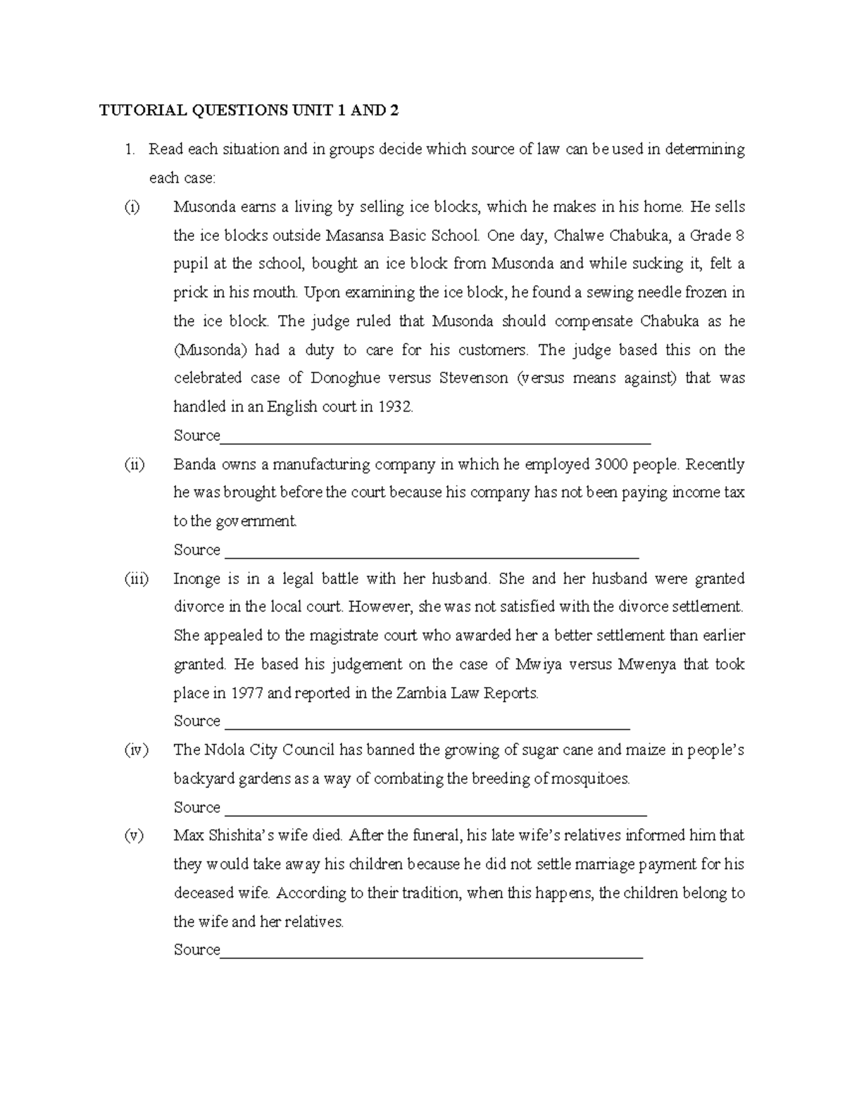 Tutorial Questions UNIT 1 AND 2 - TUTORIAL QUESTIONS UNIT 1 AND 2 Read ...