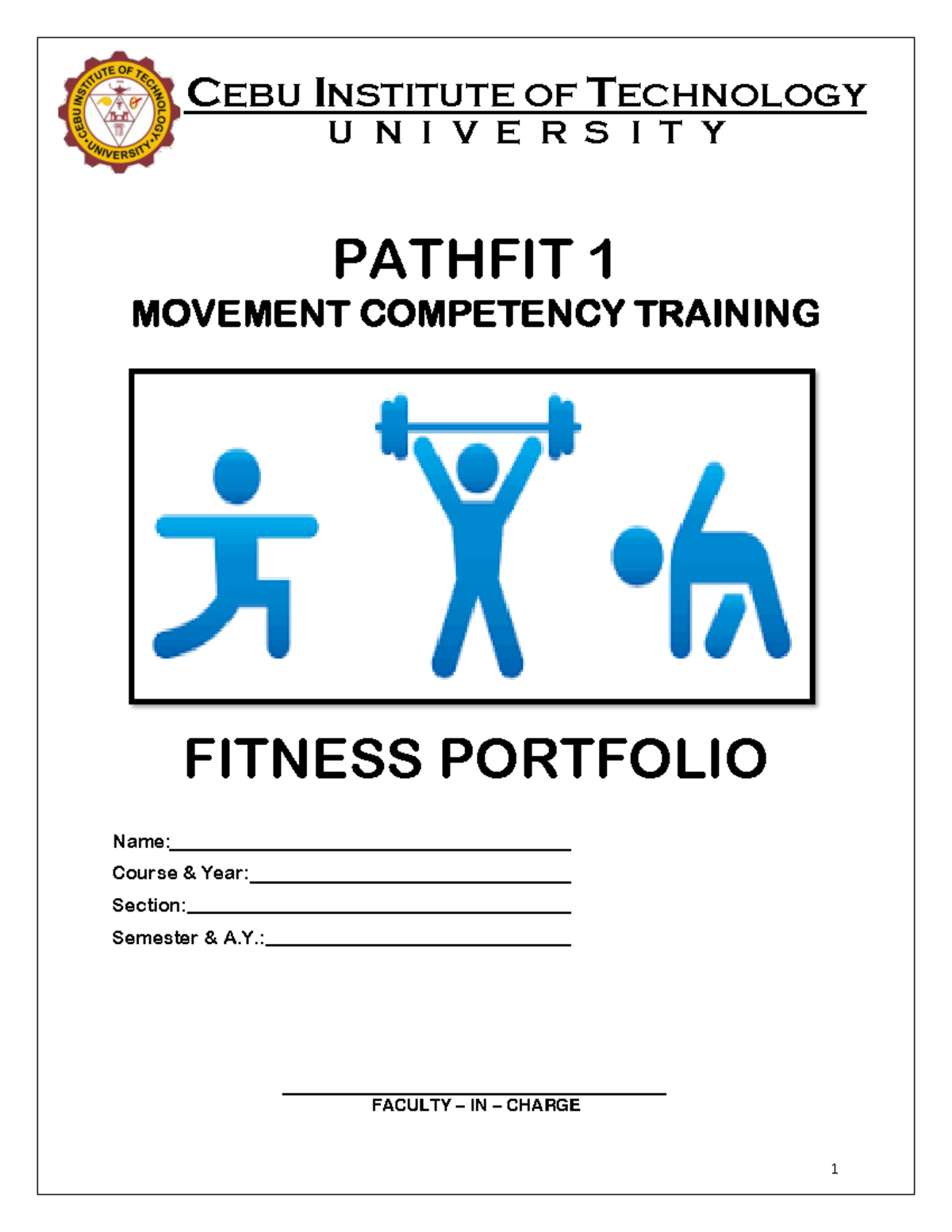 Pathfit 1 Movement Competency Training Portfolio - CEBU INSTITUTE OF ...