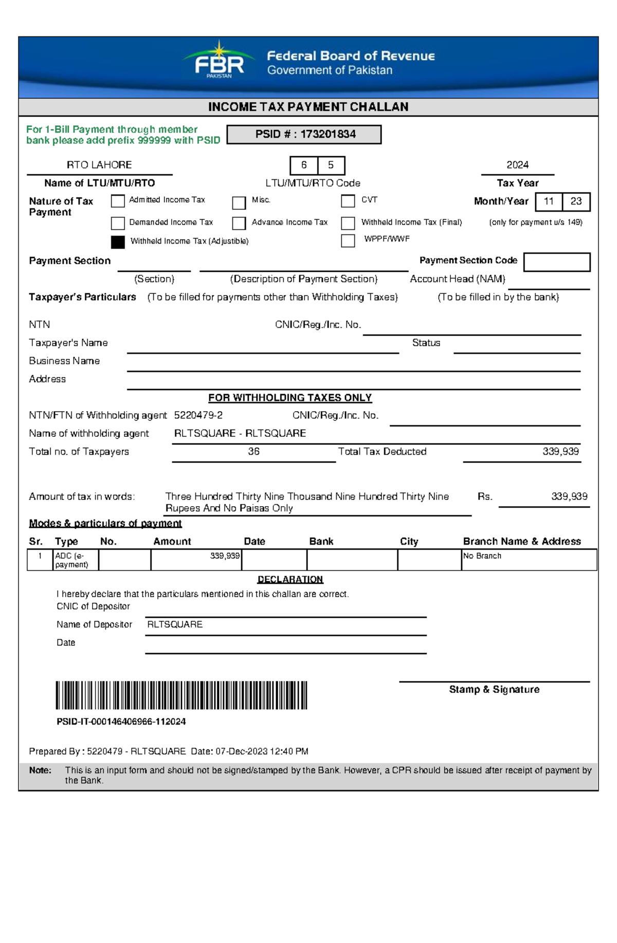 IT 000146406966 2024 11 - Note: This is an input form and should not be ...