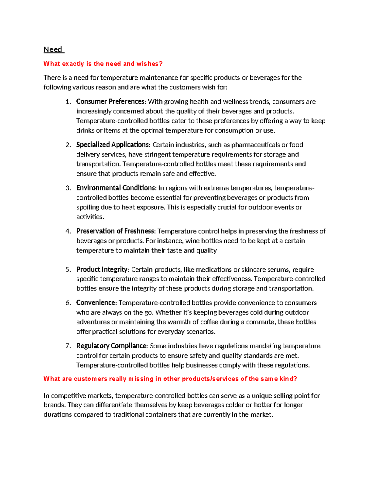 Need - no description - Need What exactly is the need and wishes? There ...