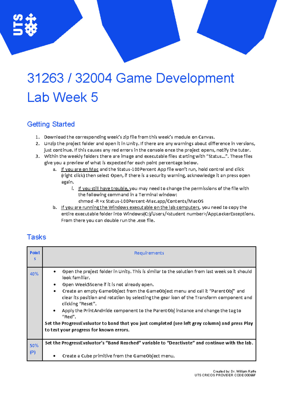 Lab Week 5 - Input - Lab Description - Created by: Dr. William Raffe ...