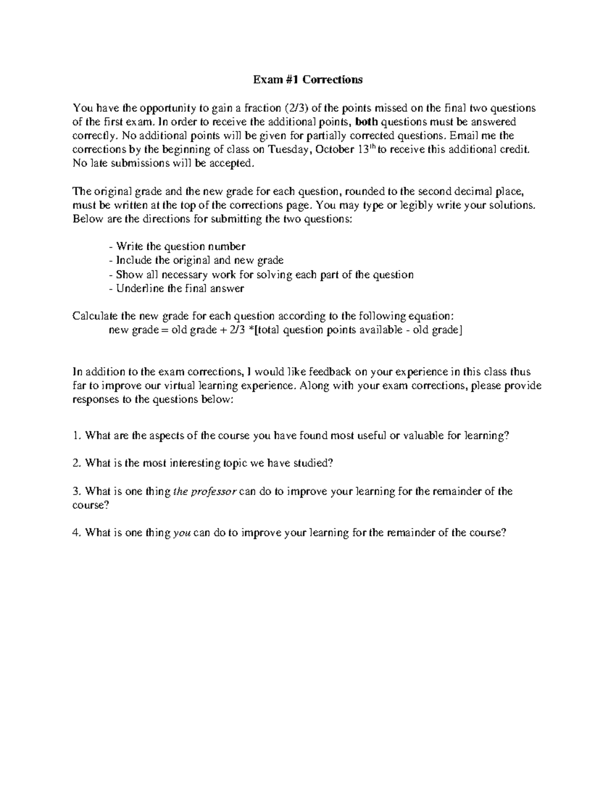 Exam1Corrections - Natural Resource Economics - Exam #1 Corrections You ...