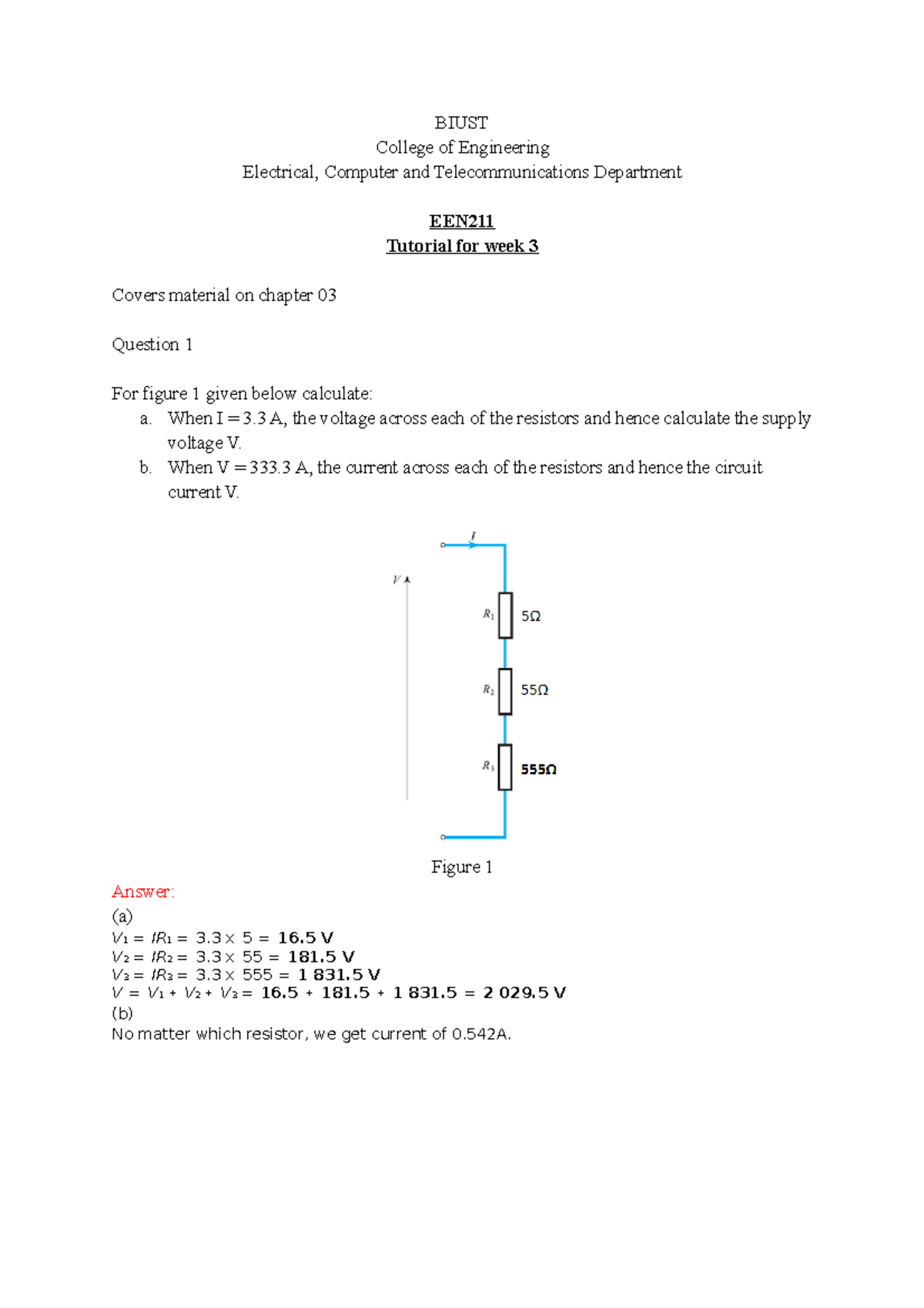 Tutorial Week03 chpt03 with answers - BIUST College of Engineering Electrical, Computer and ...