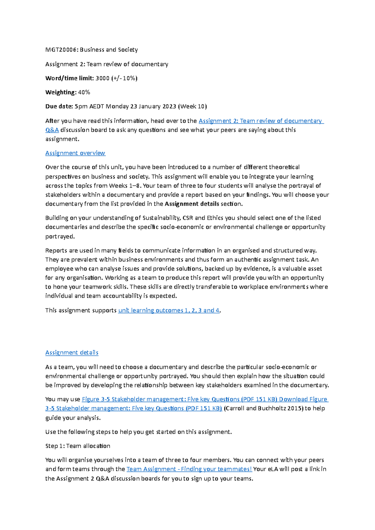 MGT2000 6 - Assignment 2: Team review of documentary - MGT20006 ...