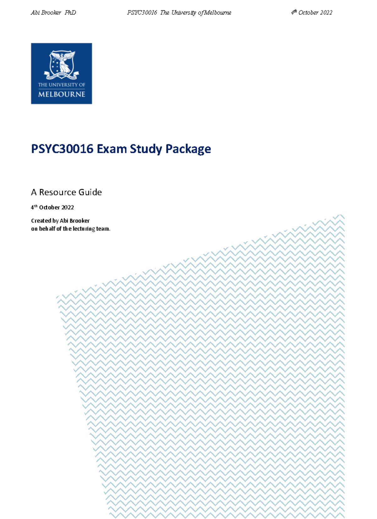 PSYC30016 Exam Study Package 2022 - PSYC30016 Exam Study Package A ...