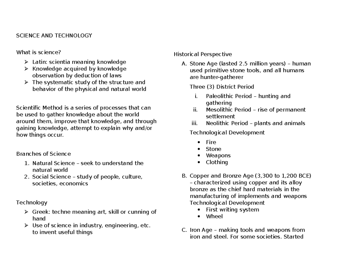(LET) Science AND Technology - SCIENCE AND TECHNOLOGY What is science ...