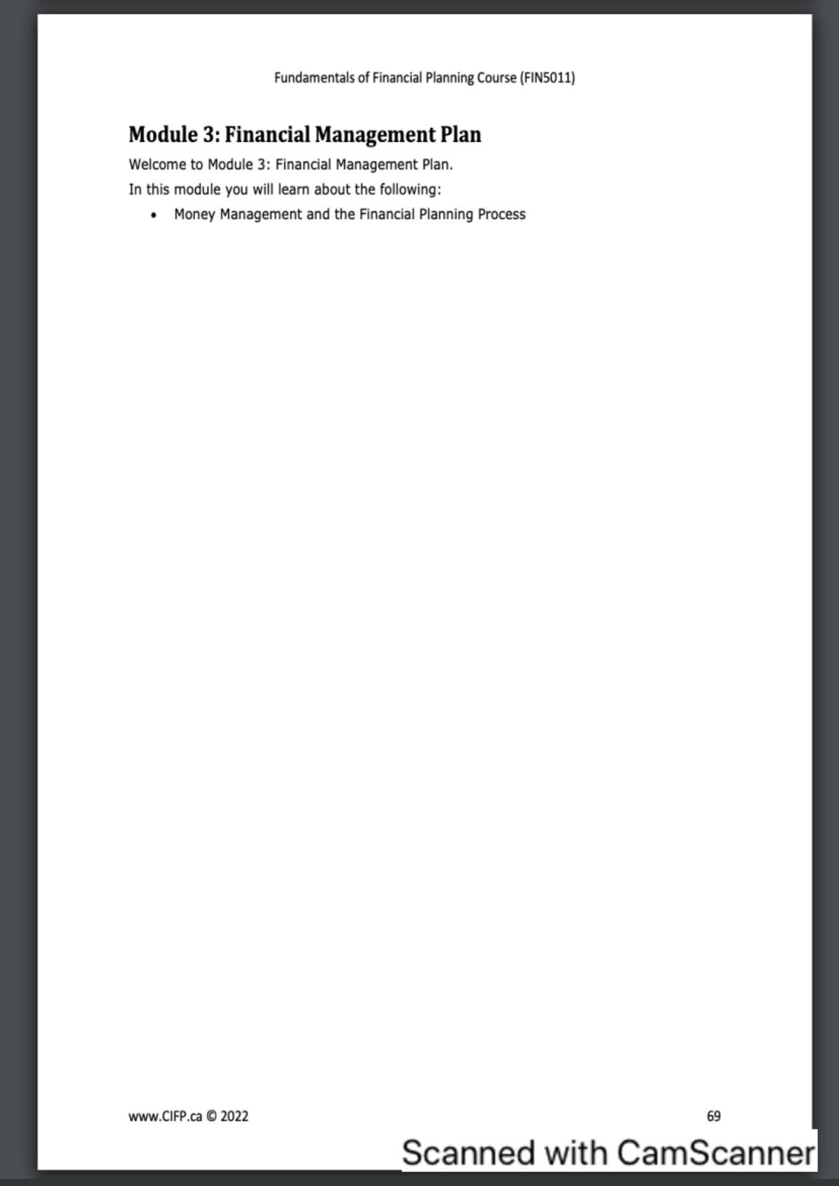 Ch 3 Financial Management plan - Fundamentals of Financial Planning ...