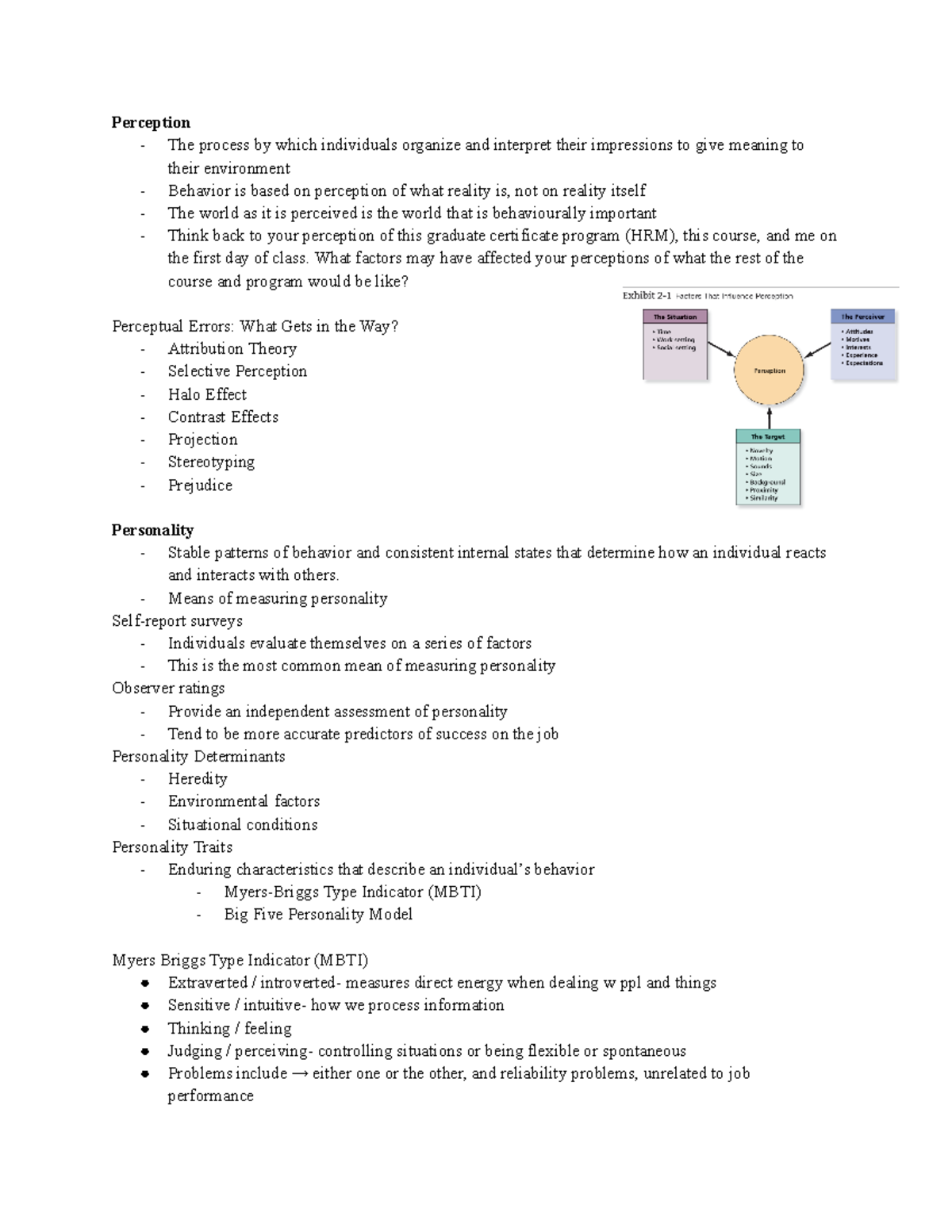 OB notes - Perception The process by which individuals organize and ...