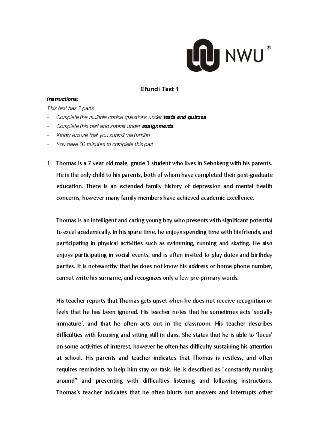 Efundi Test 1 - SU 1-3 Long Questions - Efundi Test 1 Instructions ...
