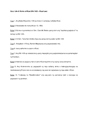 Lesson 2 Development Of Filipino Nationalism - LIFE AND WORKS OF JOSE RIZAL Manual Title 1 2 The ...