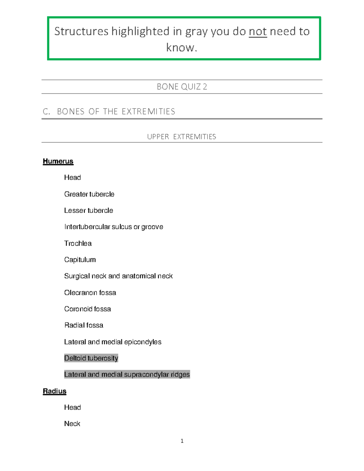 2255 Bone Quiz 2 Updated Info Fa24 - BONE QUIZ 2 C. BONES OF THE ...
