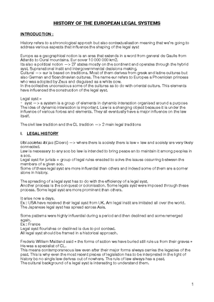 History OF THE European Legal System - HISTORY OF THE EUROPEAN LEGAL ...