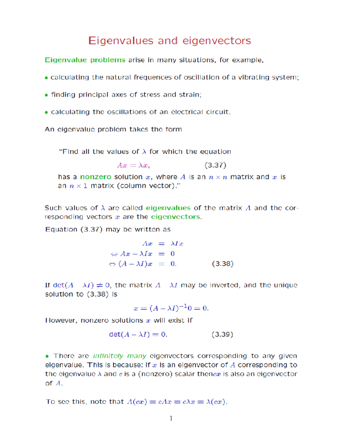 I The Eigenvalue problems - computational mathematics - Studocu