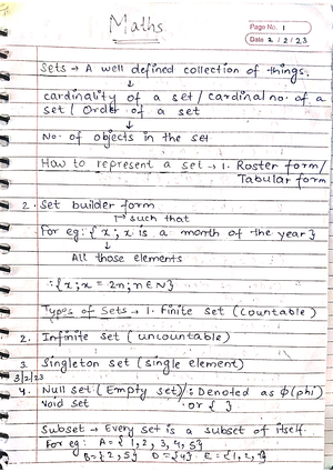 DM Notes-1 - Handwritten notes - Discrete mathematics - Studocu