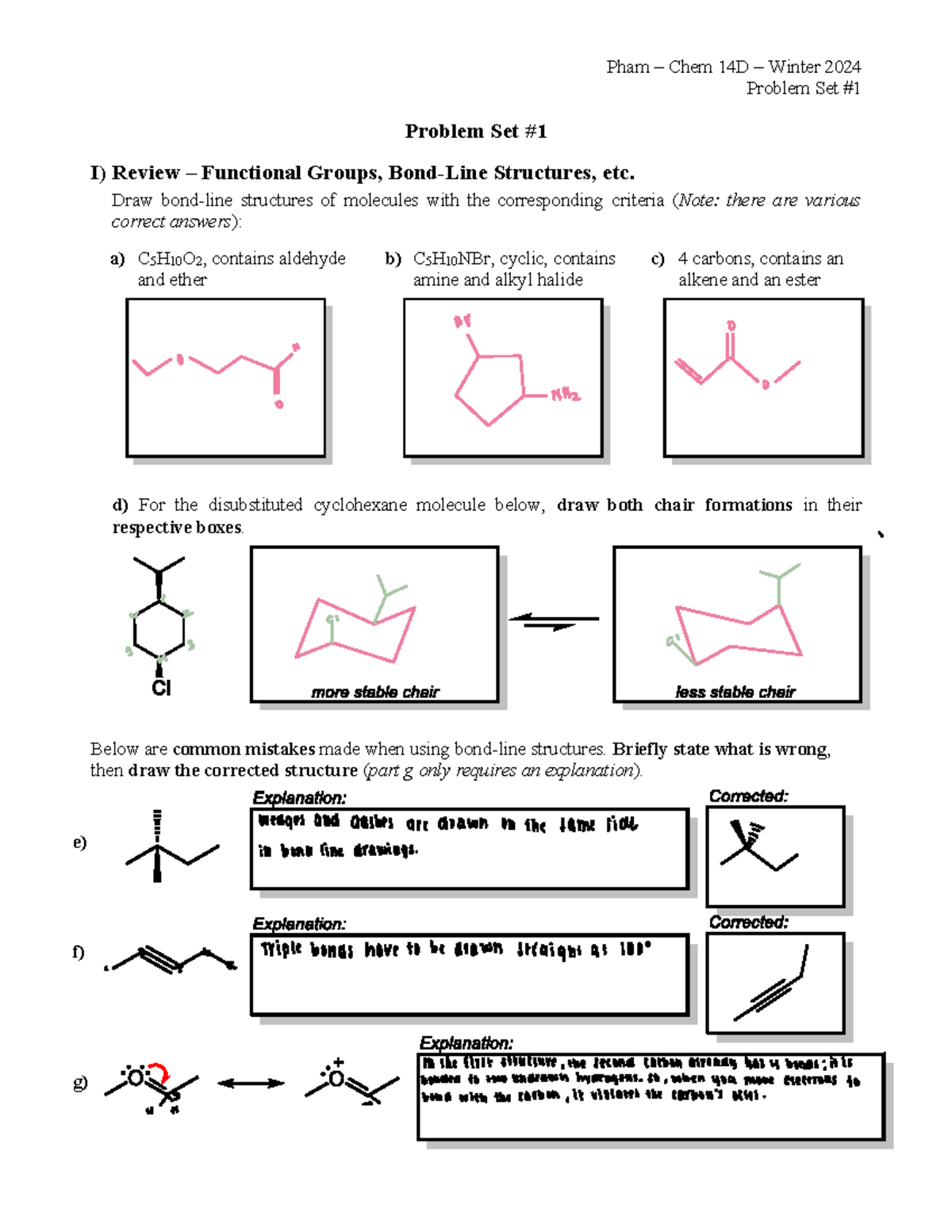Problem Set One- Pham - Problem Set Problem Set # 1 I) Review ...