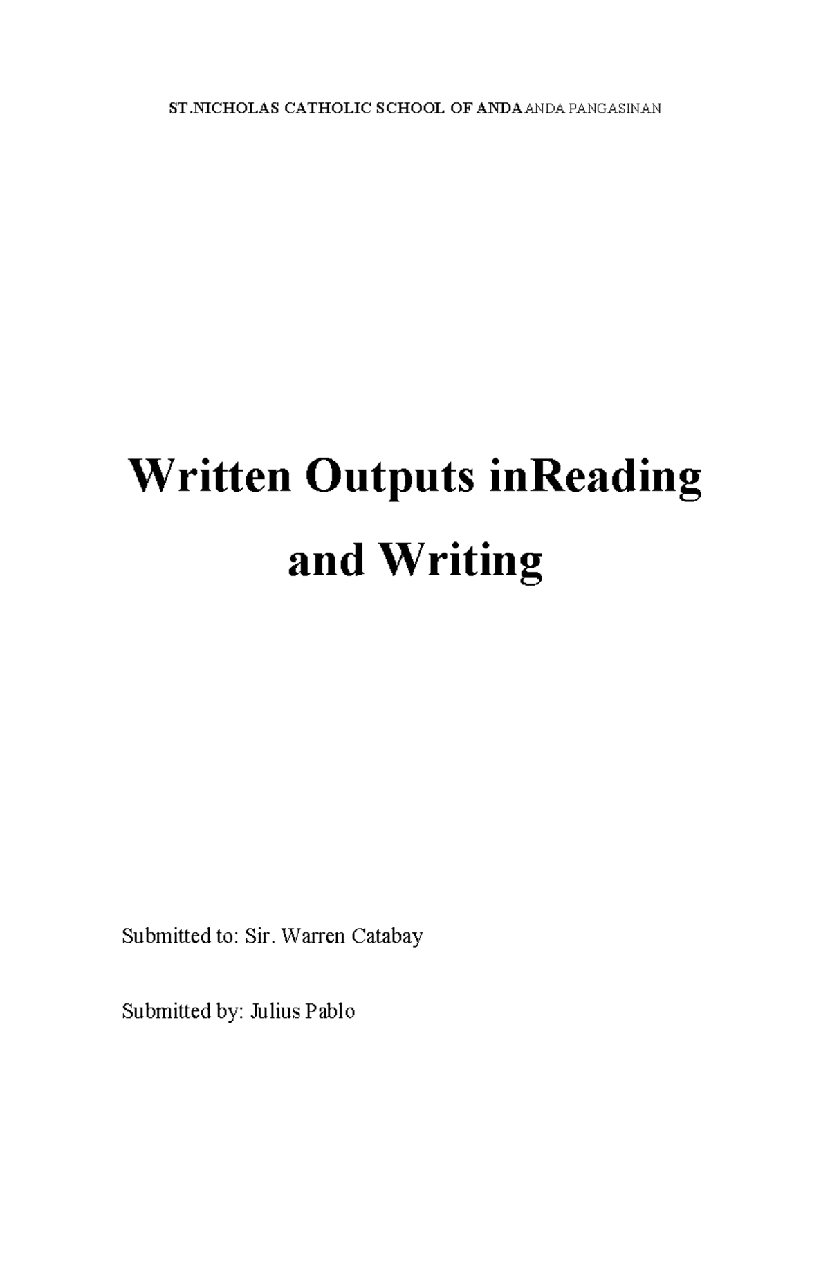 Stewmmmmmmmmmmm - ST CATHOLIC SCHOOL OF ANDAANDA PANGASINAN Written ...
