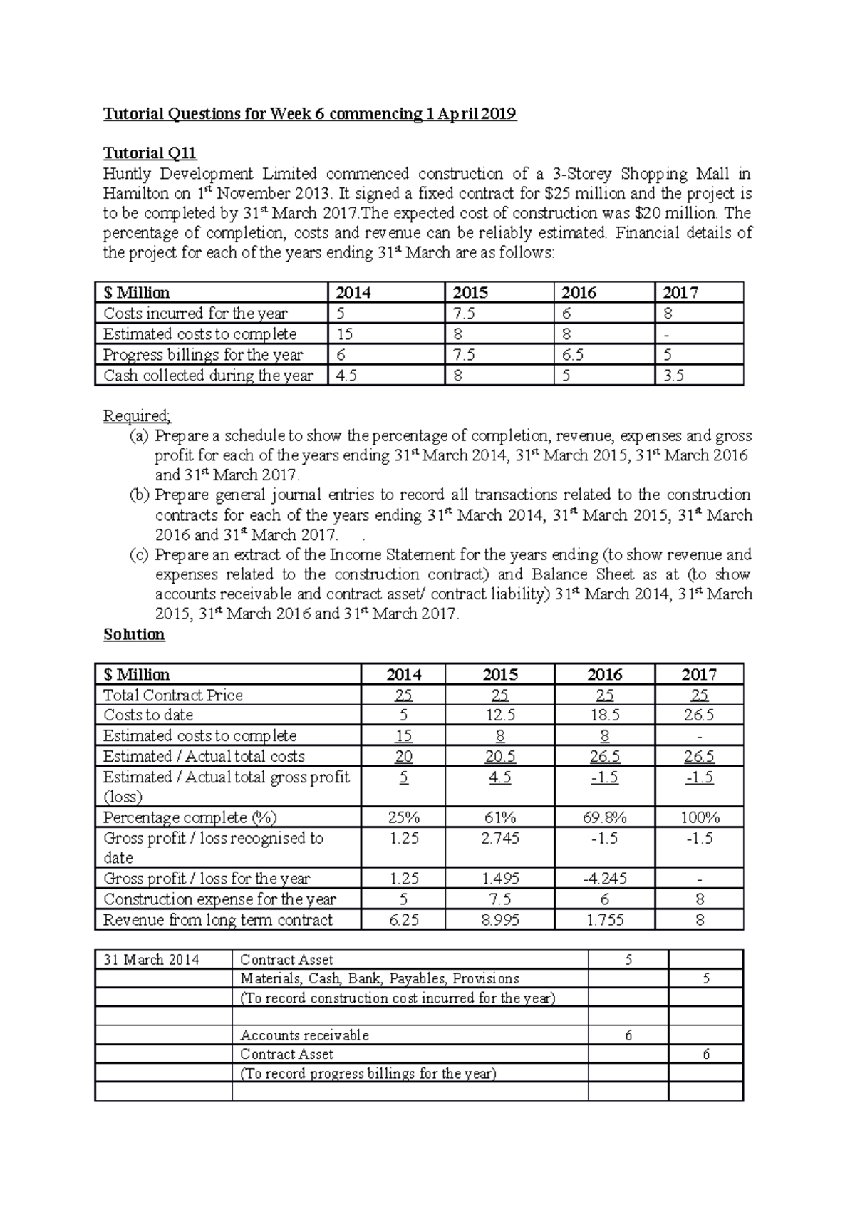 05 Tutorial Questions for Week 6 commencing 1 April - Tutorial ...