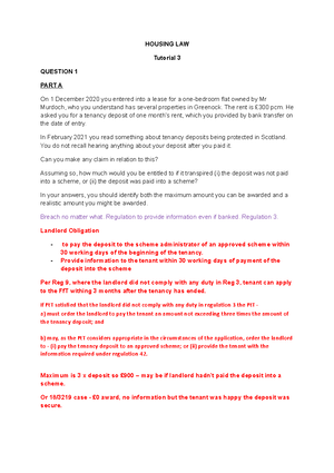 Tutorial 2 Housing Law - N/A - Housing Law Tutorial 2 Entering a ...
