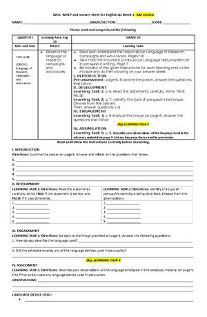 ENG10 REG WEEK 3 WHLP and AS - IDEA EXEMPLAR-BASED WEEKLY HOME LEARNING PLAN(IDEA- WHLP) ENGLISH ...