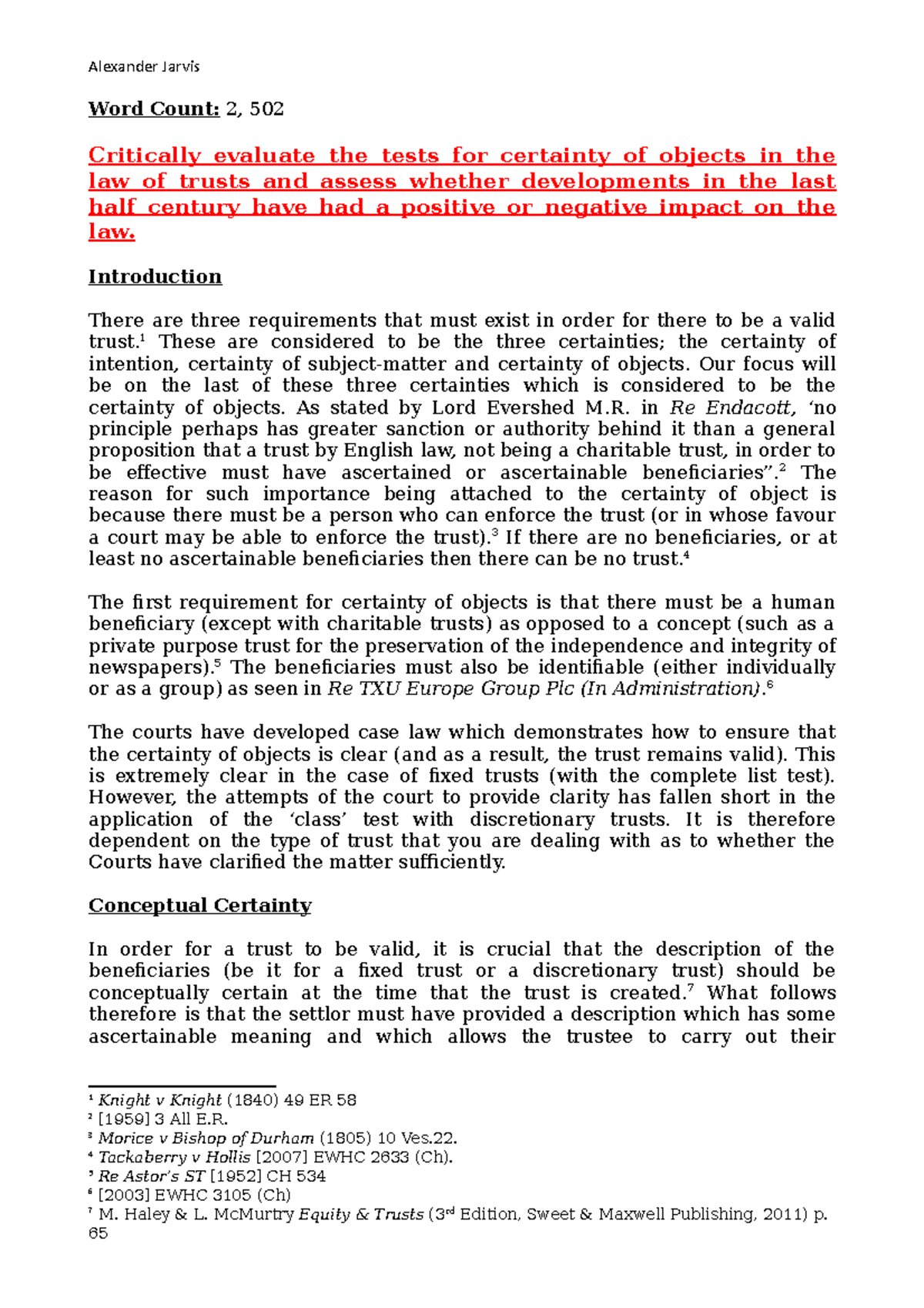 Certainty of object critical essay 2 - Alexander Jarvis Word Count: 2 ...