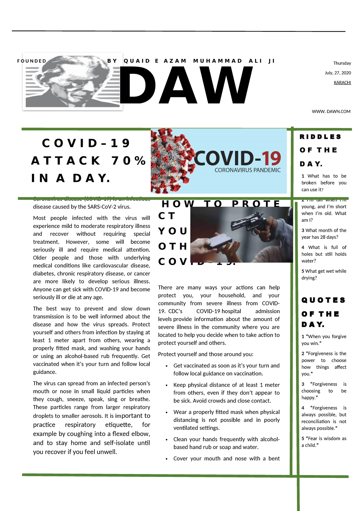 News - descriptive material on project - C O V I D – 1 9 A T T A C K 7 ...