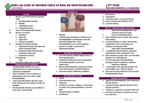 MCN Module 7 10 - Bsn - L E C T U R E SECOND SEMESTER | A 2023- MODULE ...