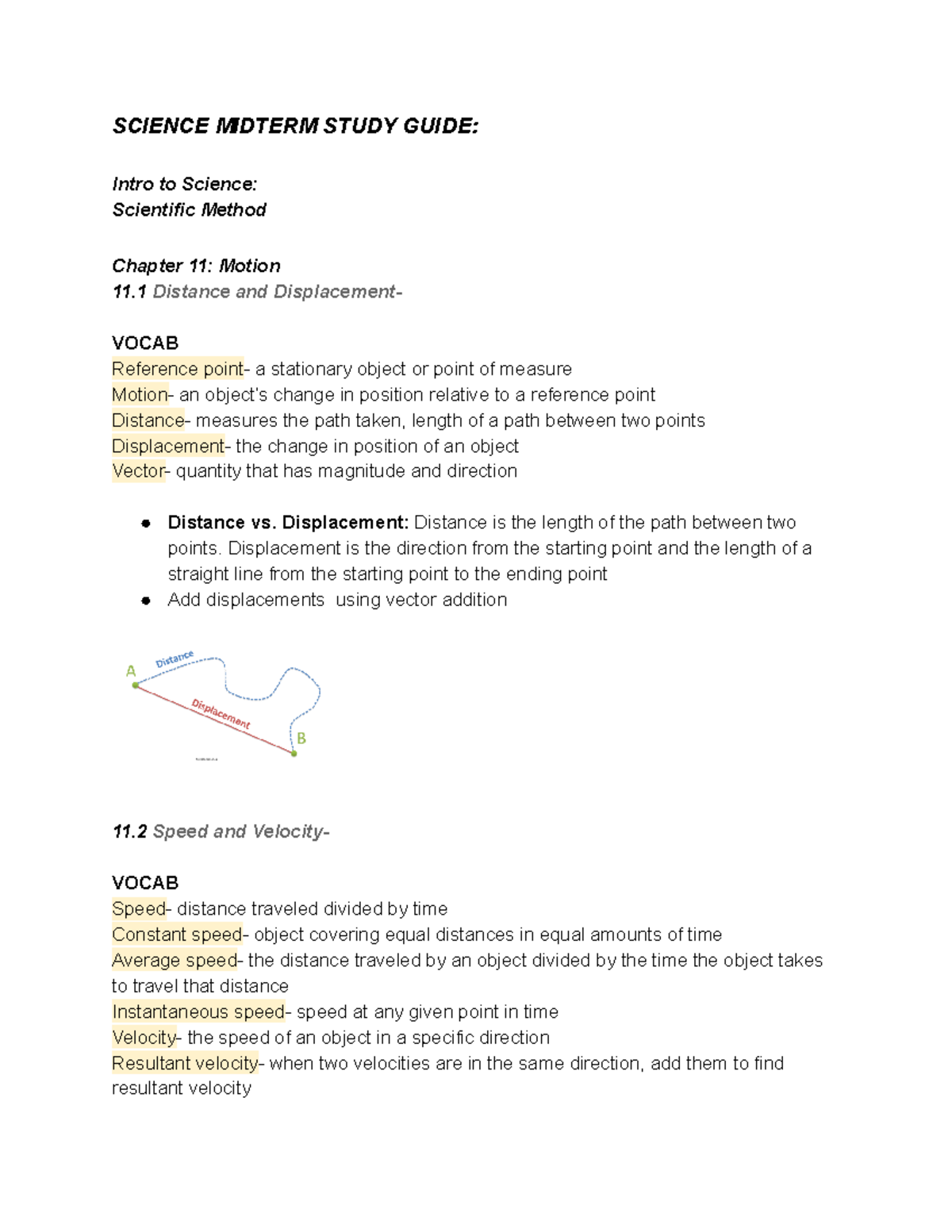 Science Midterm - SCIENCE MIDTERM STUDY GUIDE: Intro to Science: Scientific Method Chapter 11 ...