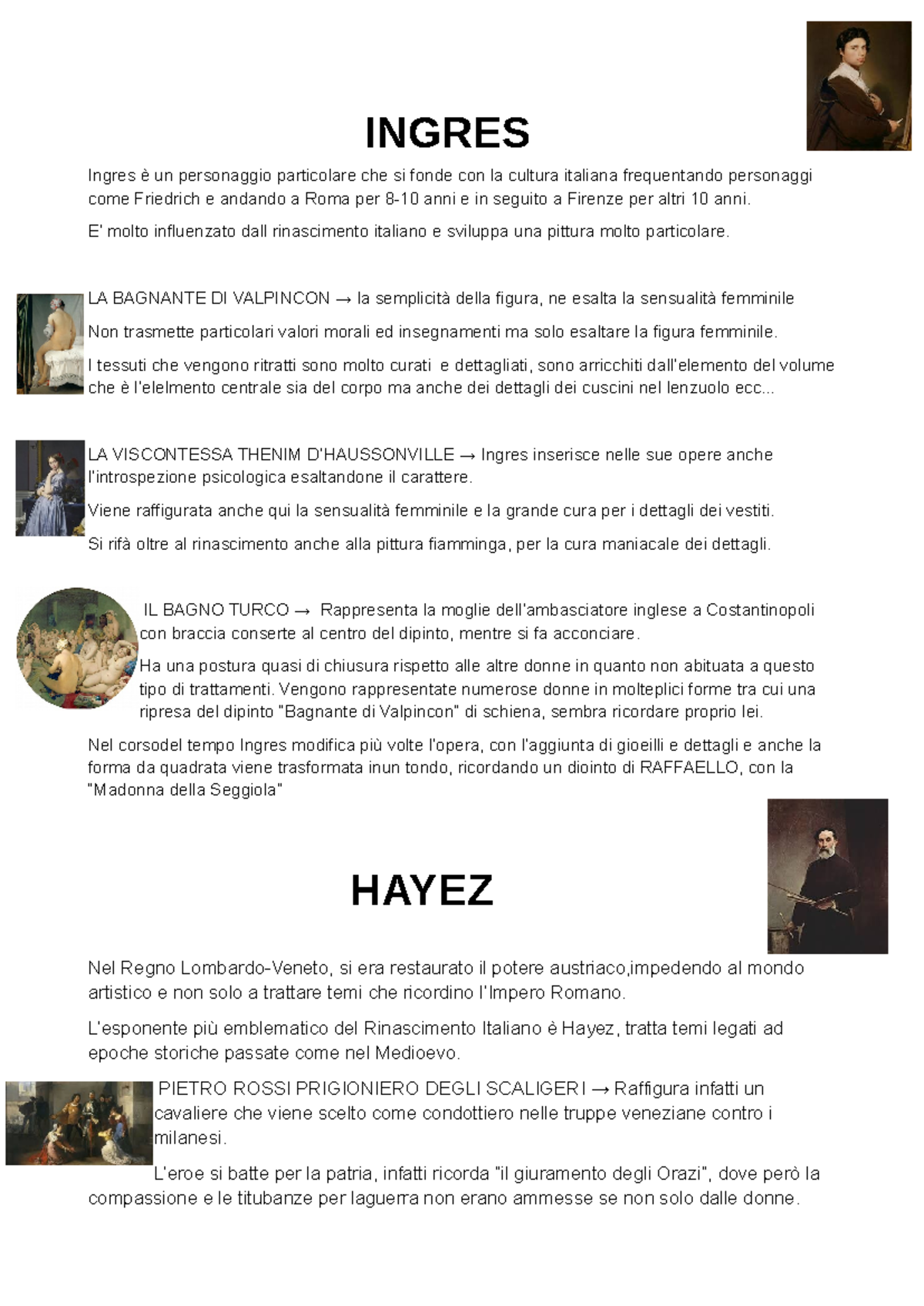 Pittori da Ingres a Van Gogh - INGRES Ingres è un personaggio particolare che si fonde con la ...