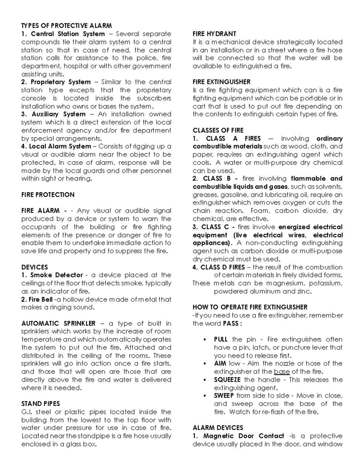 LEA 3 Midterm Handouts - TYPES OF PROTECTIVE ALARM Central Station ...