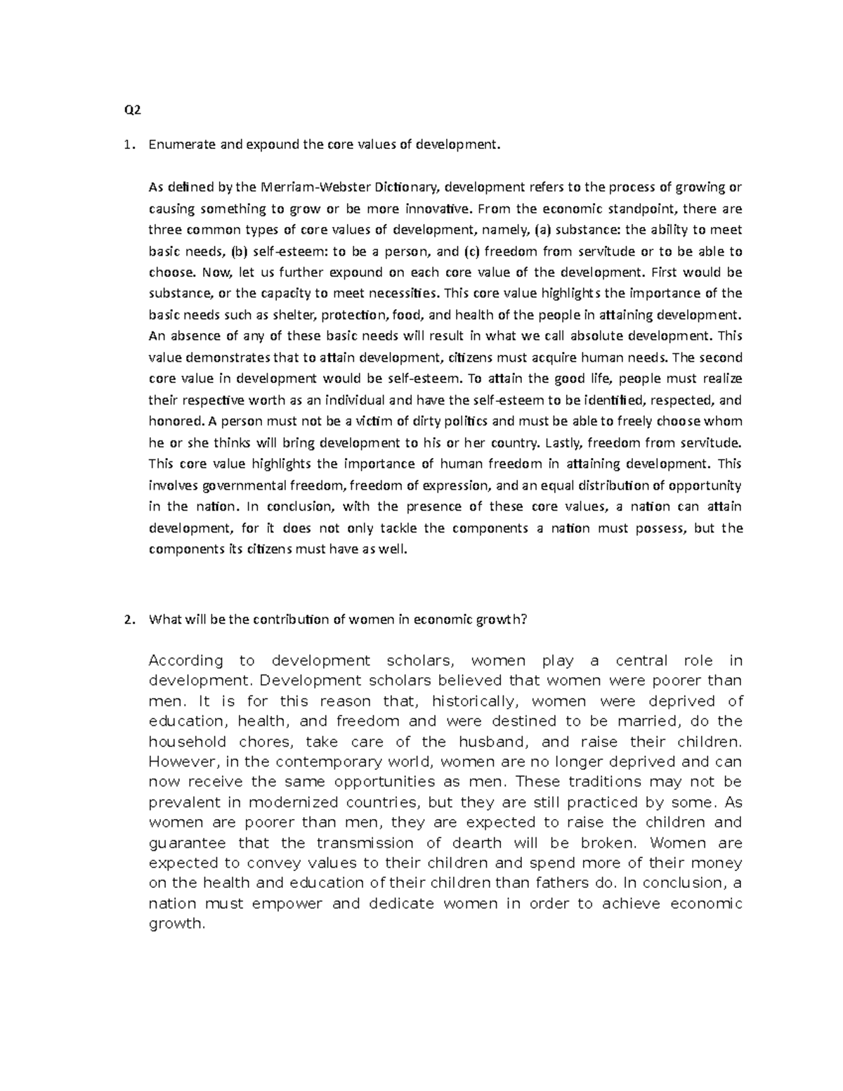 Q2 - ....... SBCKE FE - Q Enumerate and expound the core values of ...