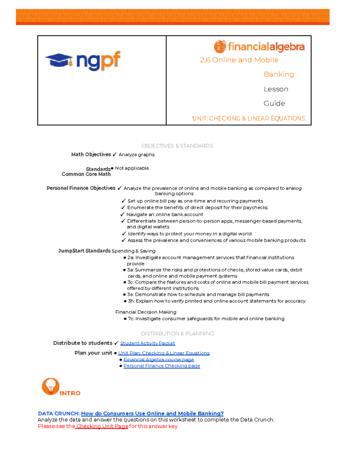 Lesson Guide 2.6 Online and Mobile Banking - 2 Online and Mobile ...