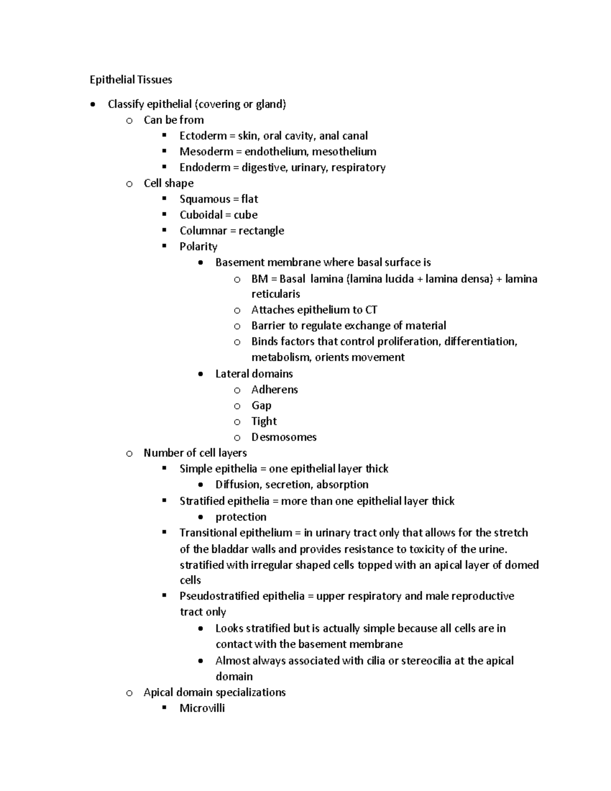 01 Histo LAB Epithelial Tissue - Warning: TT: undefined function: 32 Epithelial Tissues Classify ...