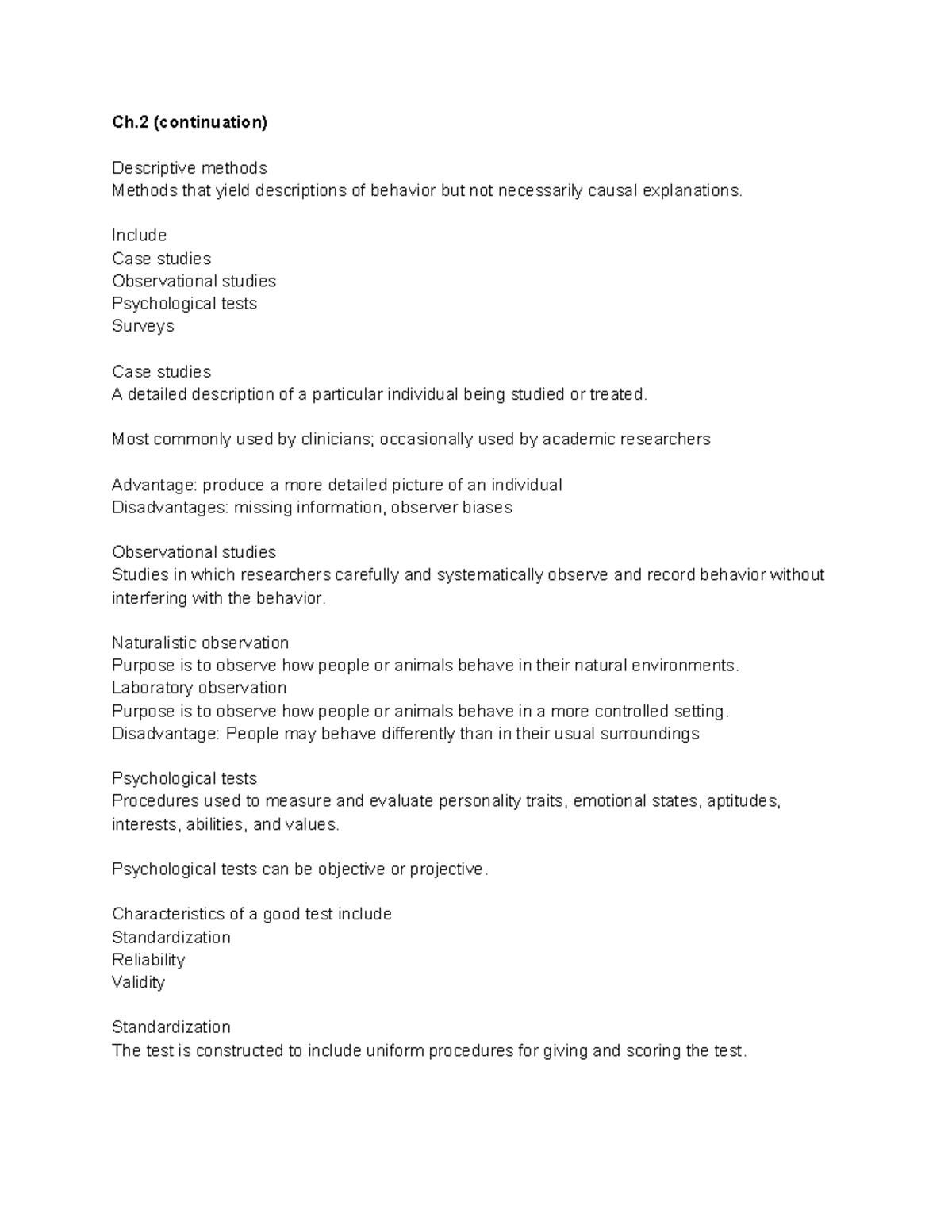 PSYC 101 pt3-notes - These are my notes - Ch (continuation) Descriptive ...