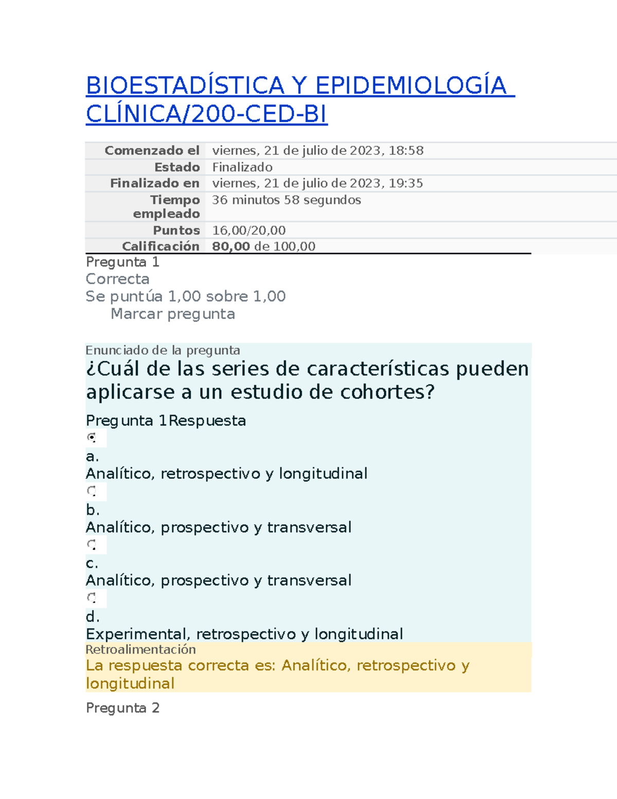 Bioestadística Y Epidemiología Clínica examen - BIOESTADÍSTICA Y ...