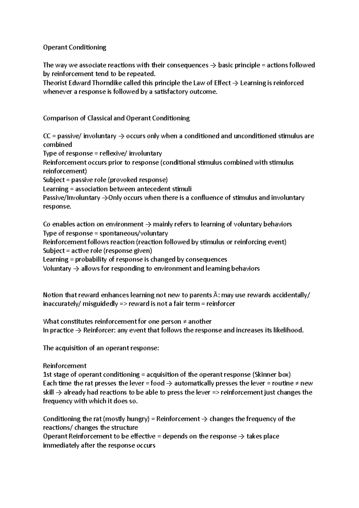 Operant Conditioning - Psychology - Operant Conditioning The way we ...