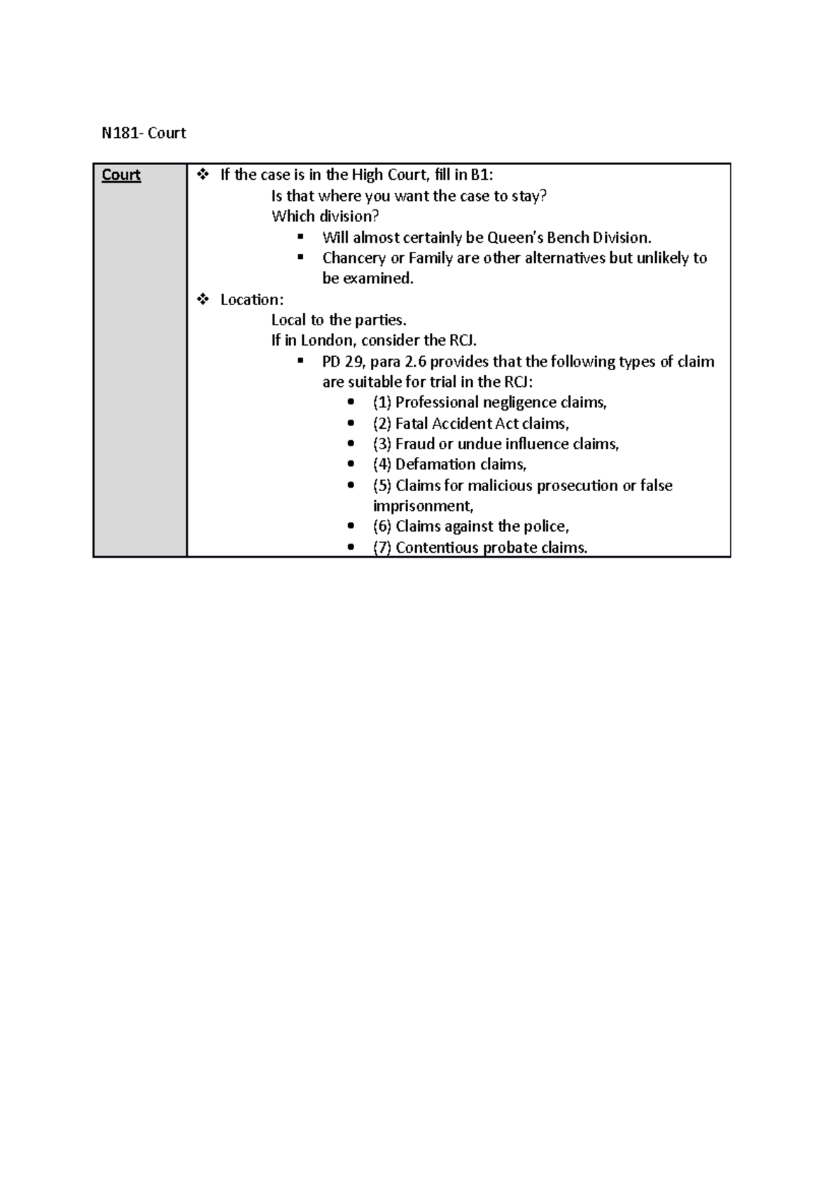 20. n181 court - Lecture notes 10 - N181- Court Court If the case is in ...