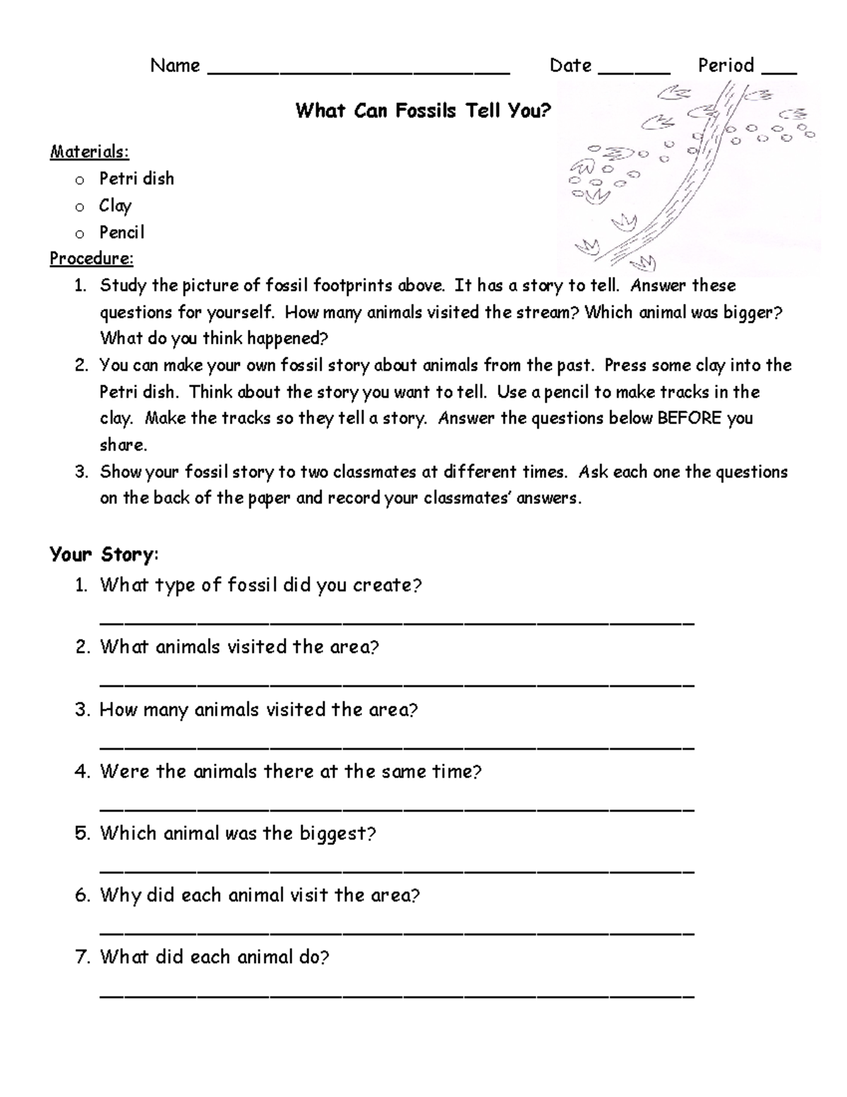 What can fossils tell you - Name _________________________ Date ...