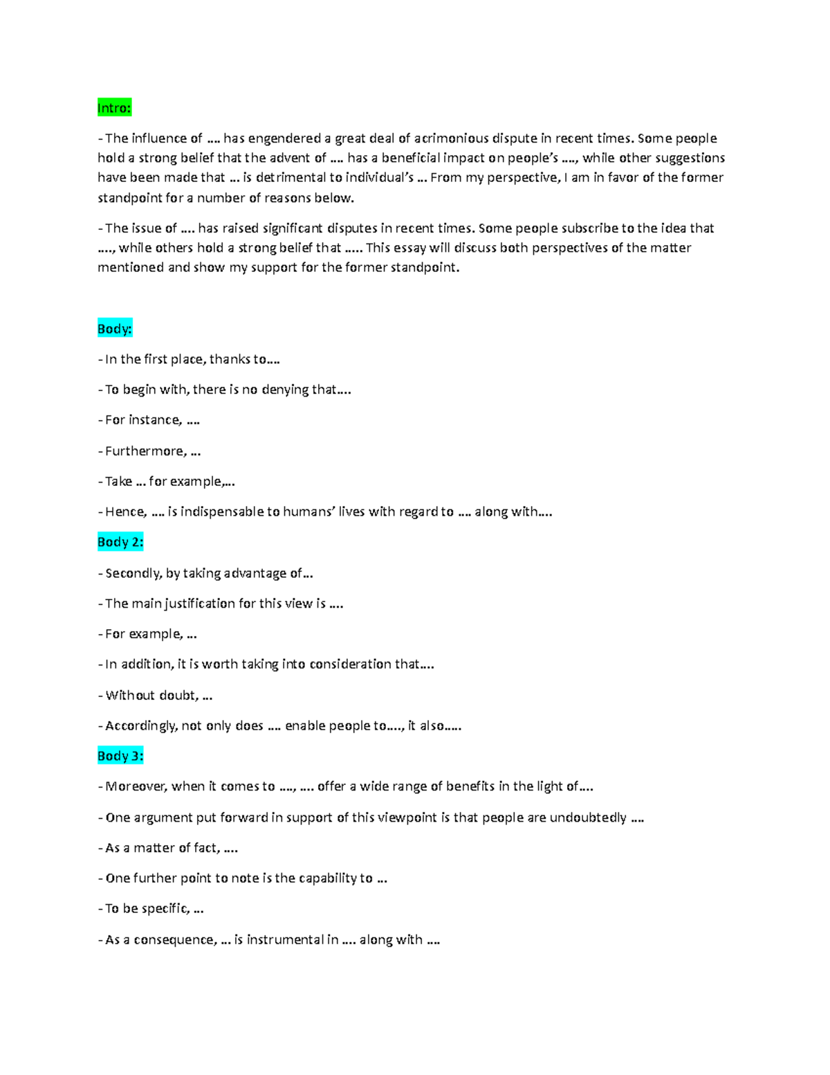 Writing (Ôn thi giữa kì + Cuối học kì) - Intro: The influence of ...