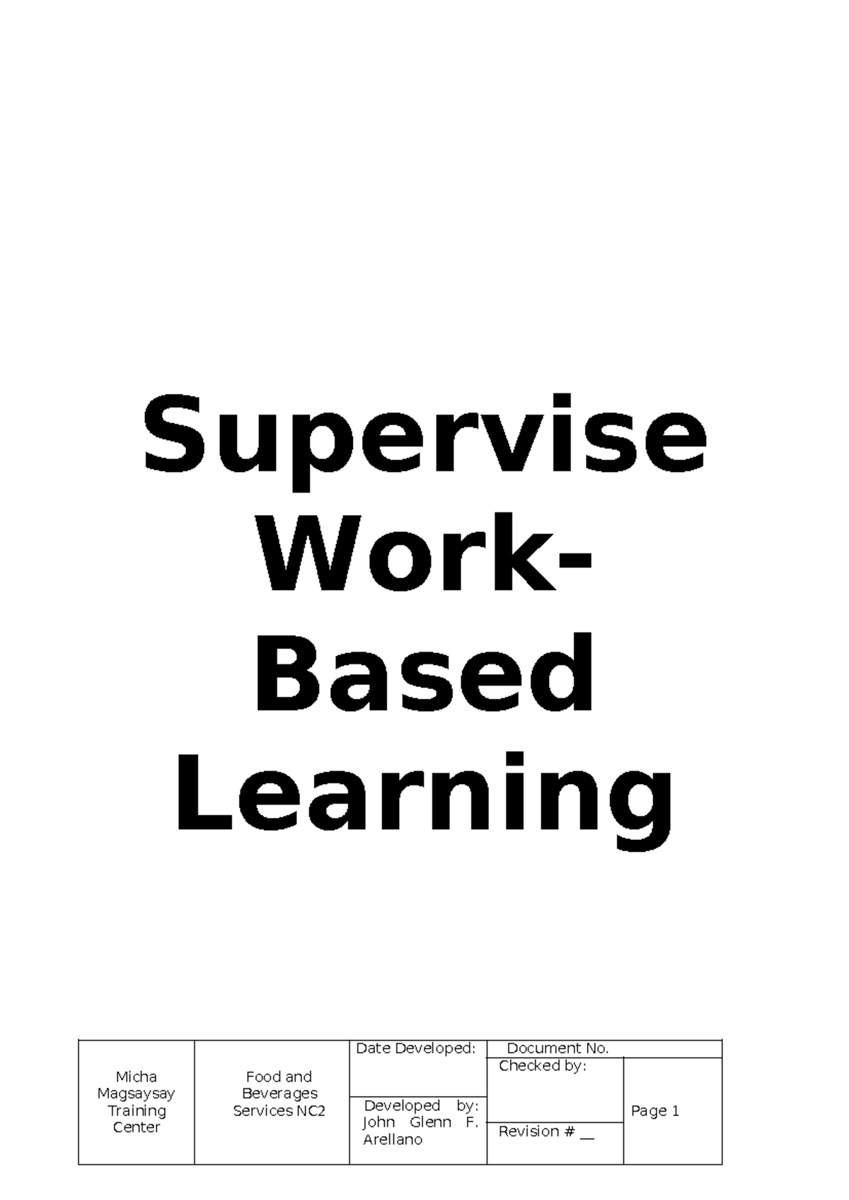 SWBL Forms - usbhshs - Supervise Work- Based Learning Micha Magsaysay ...