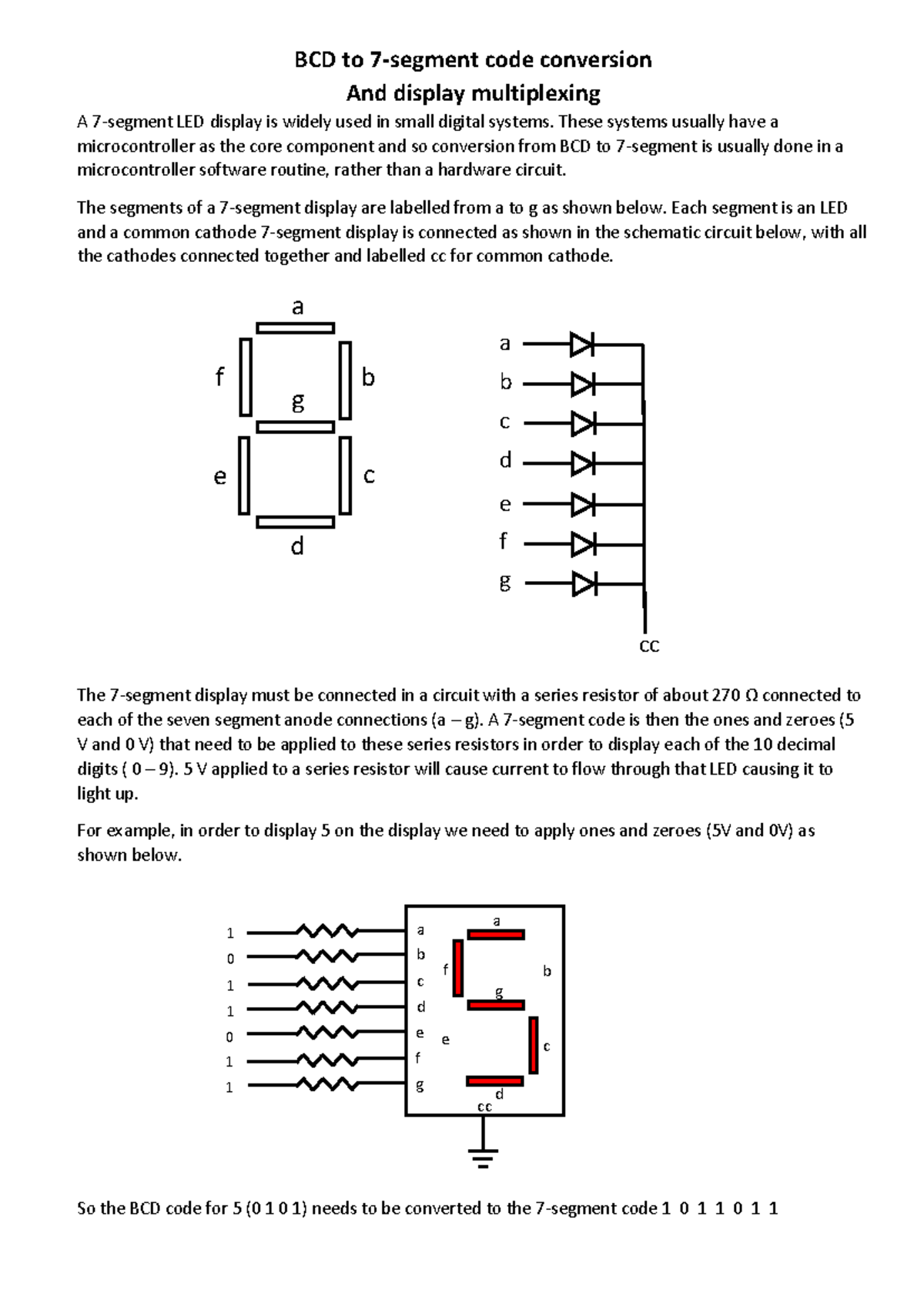 Note On Bcd To 7 Segment Code Conversion Bcd To 7 Segment Code