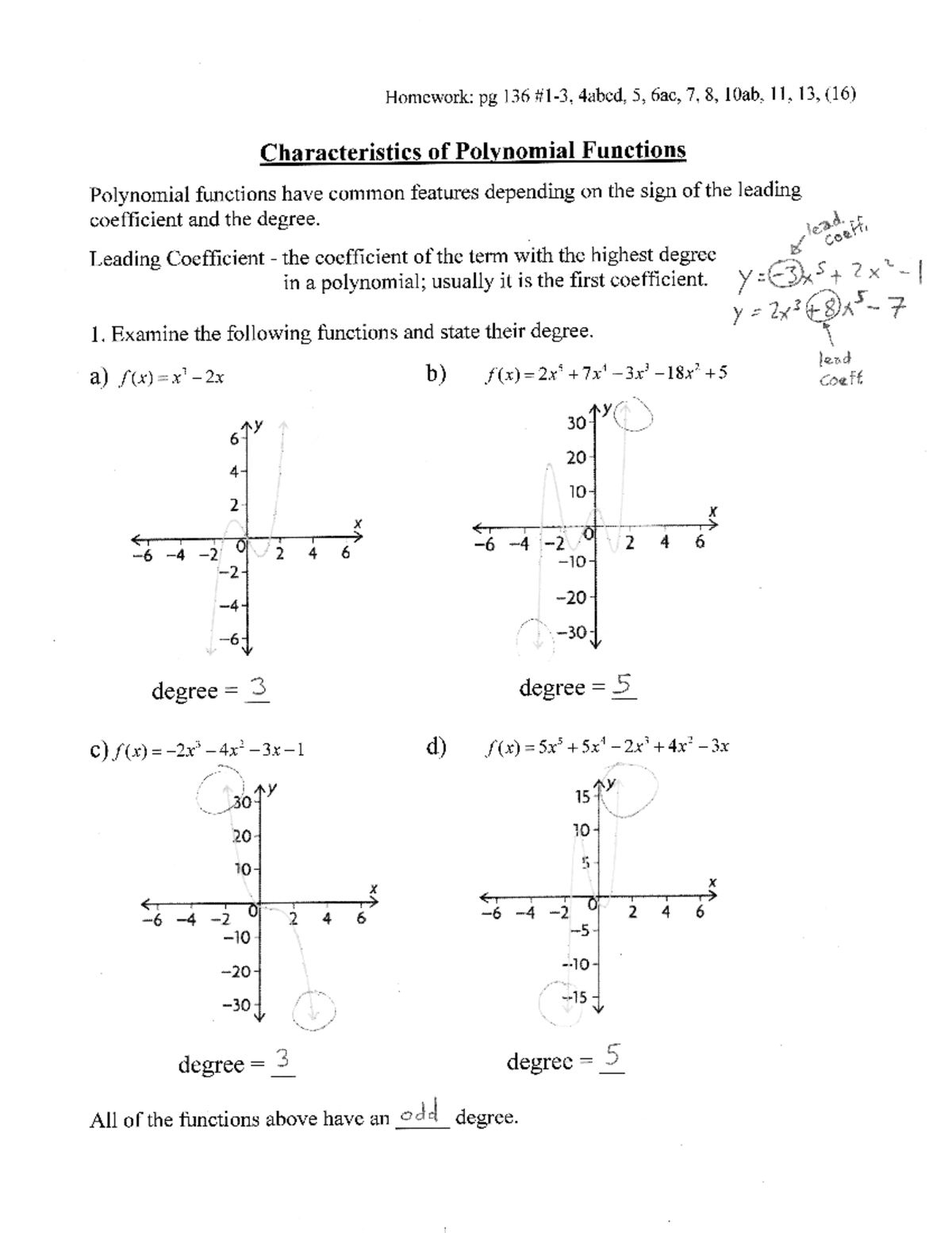 Mhf4u characteristicsofpolynomialfunctions soln - Math 125.3 - Studocu