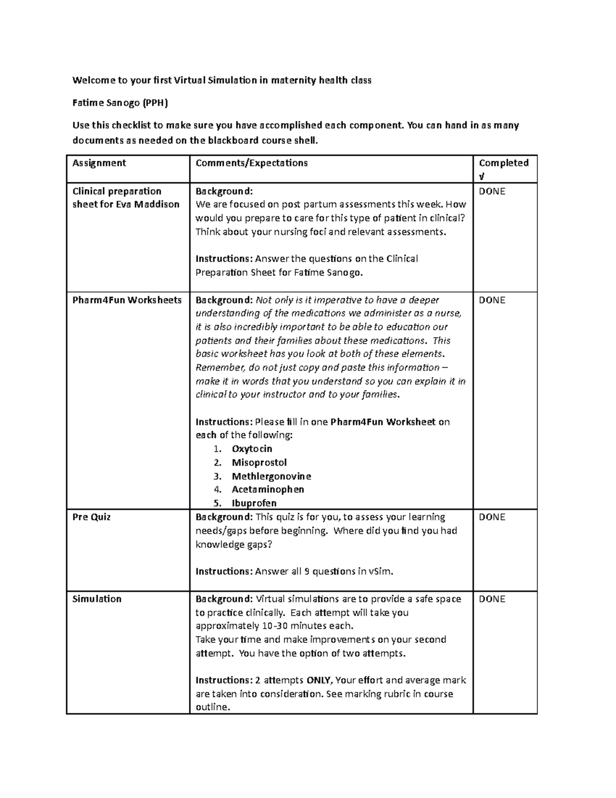 V Sim Fatime Sanogo (PPH) Instructions and Checklist - Welcome to your ...