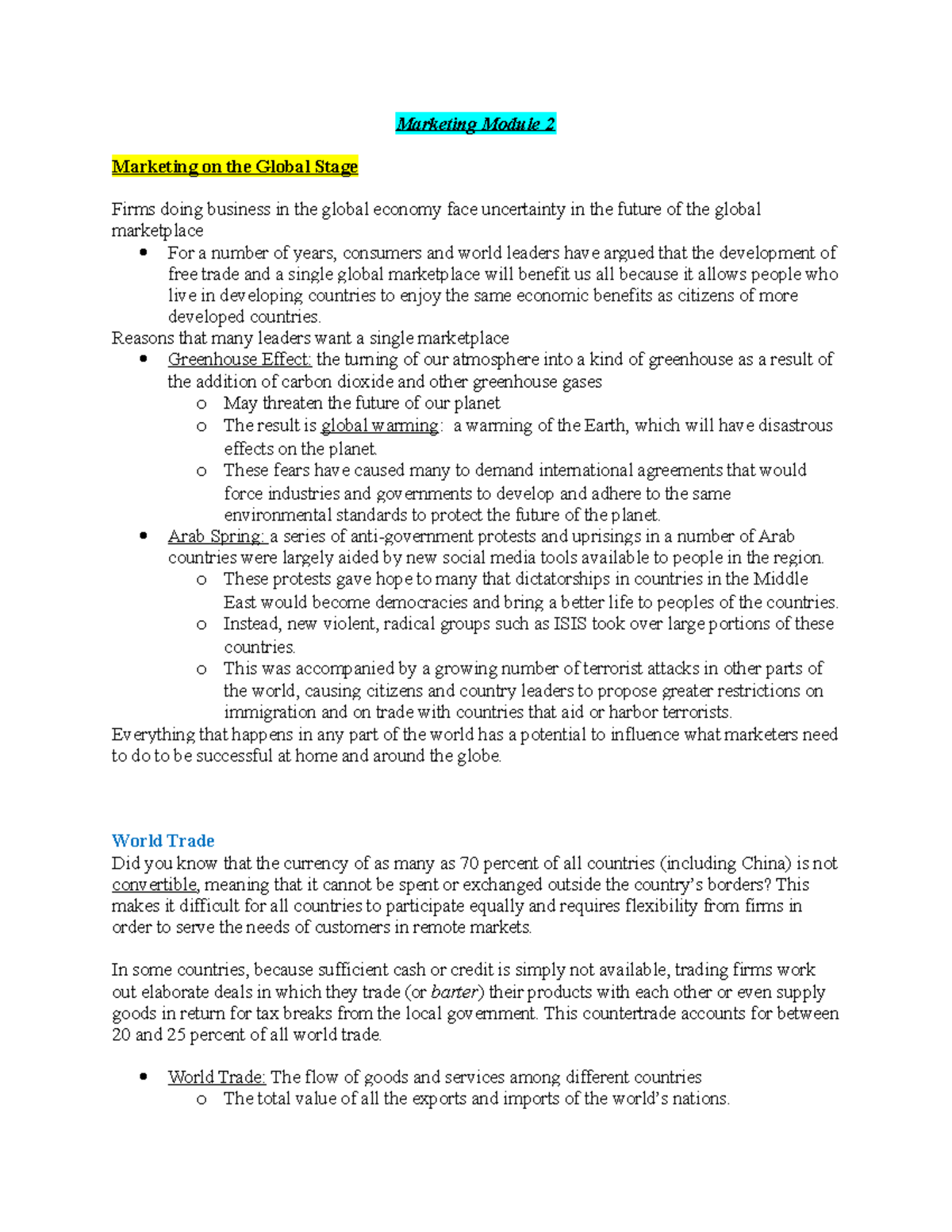 Marketing Module 2 - Prof. Alejandra Marin Melo - Marketing Module 2 Marketing on the Global ...