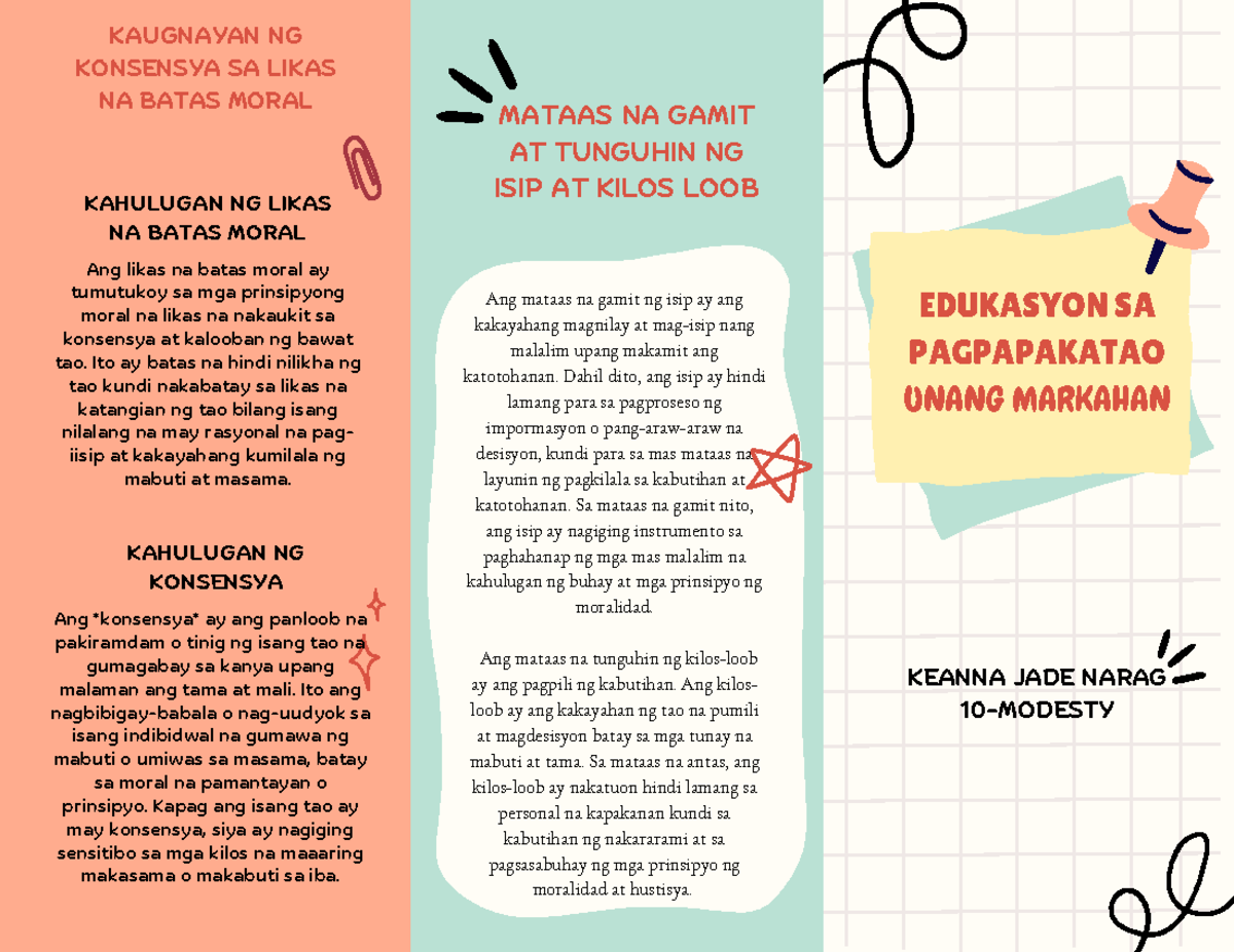 Brochure - ouhriubf3y82g4h8u3qpif - Ang mataas na gamit ng isip ay ang ...